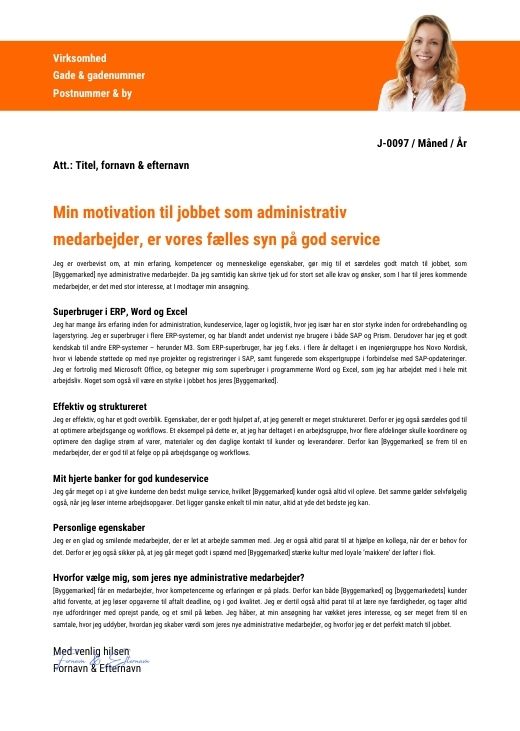 Eksempel ansøgning - Administrativ medarbejder (Byggemarked)